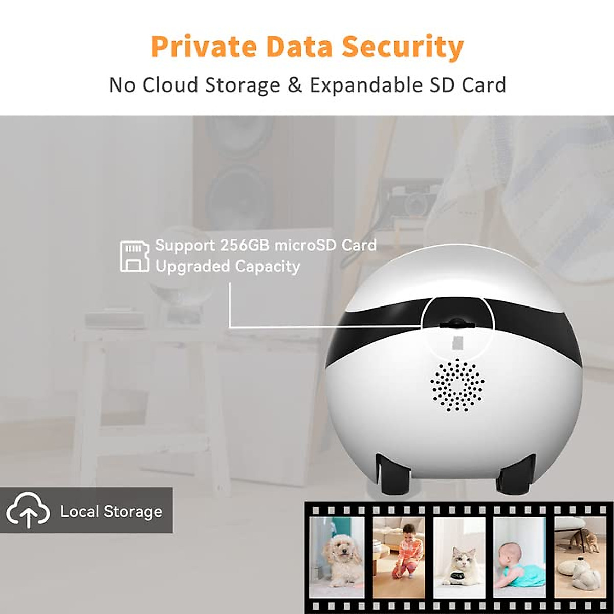 Enabot Ebo SE Movable Smart Pet Dog Camera Robot, Wireless Auto-Cruise Self-charging 1080P HD w/Night Vision 2-Way Audio APP Remote Control Motion Detection IP Cam Home Camera 2.4G/5G Wifi