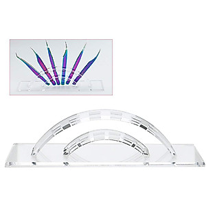 BNP Tweezers Display Stand Durable Acrylic Eyelash Extension Tools Holder Tweezer Transparent Scraper Organize Rack 6 Holes White