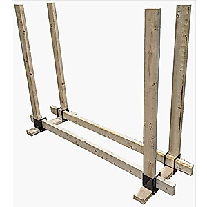 c2M Width & Depth Adjustable Elevated Outdoor Firewood Log Storage Rack Bracket Kit | Heavy Duty & Quick Assembly | Made in the USA + Hardware Included