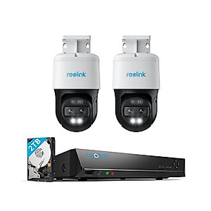 REOLINK 4K PTZ Security Cameras System, IP PoE Outdoor Cameras, 2X Trackmix PoE with 6X Hybrid Zoom, Auto Tracking, Human/Vehicle/Pet Detection Bundle 1x RLN8-410 NVR with Built-in 2TB HDD