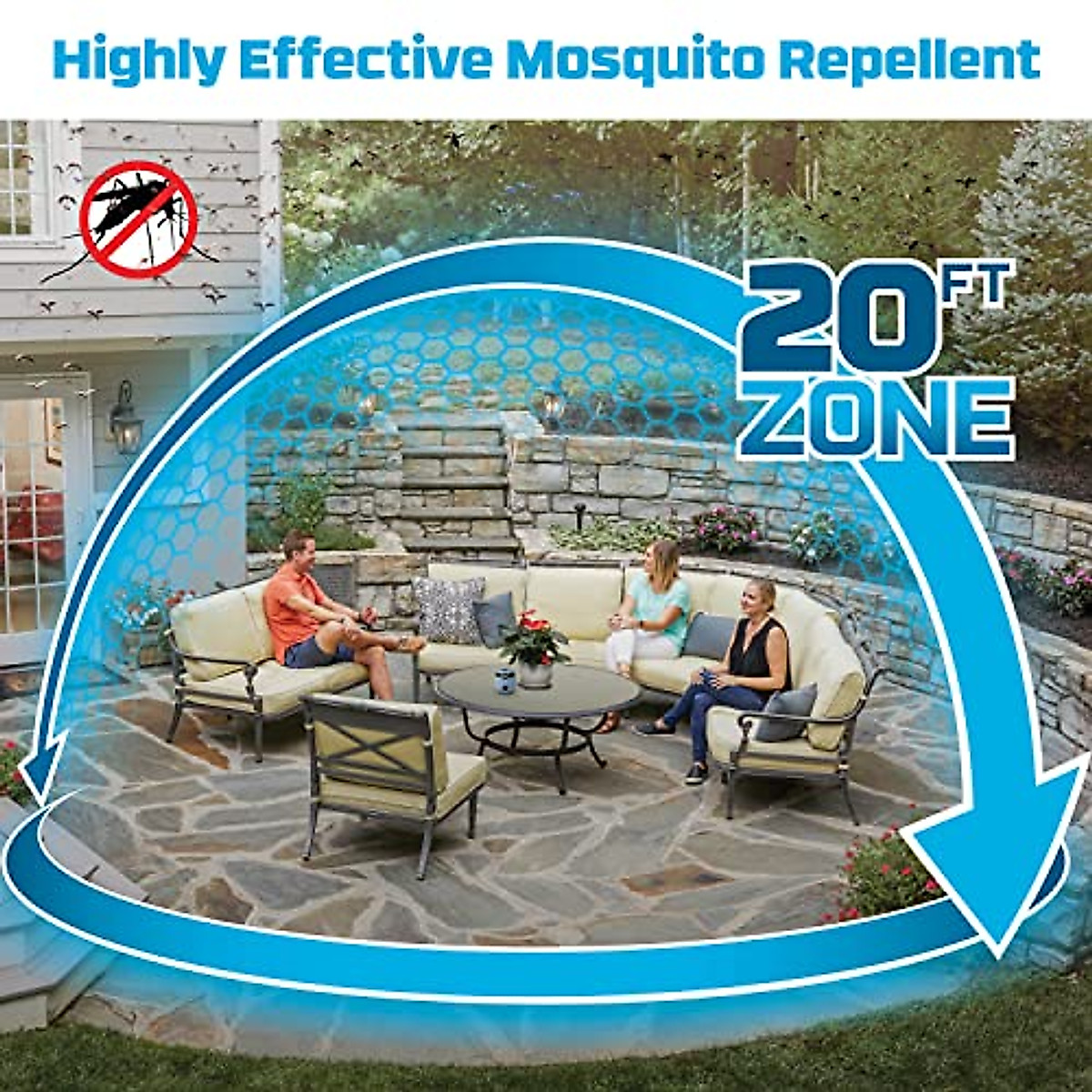 Thermacell E55 E-Series Rechargeable Mosquito Repeller with 20' Mosquito Protection Zone; Blue; Includes 12-Hr Repellent Refill; DEET Free Bug Spray Alternative; Scent Free; No Candle or Flame