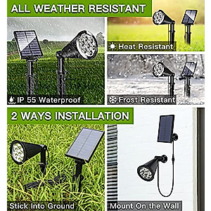 MEIHONG Solar Spot Light Outdoor, Waterproof Solar LED Landscape Lights Dusk to Dawn, 2-in-1 Solar Spotlight Solar Powered Accent Lights for Garden Porch Walkway Patio (1 Pack)