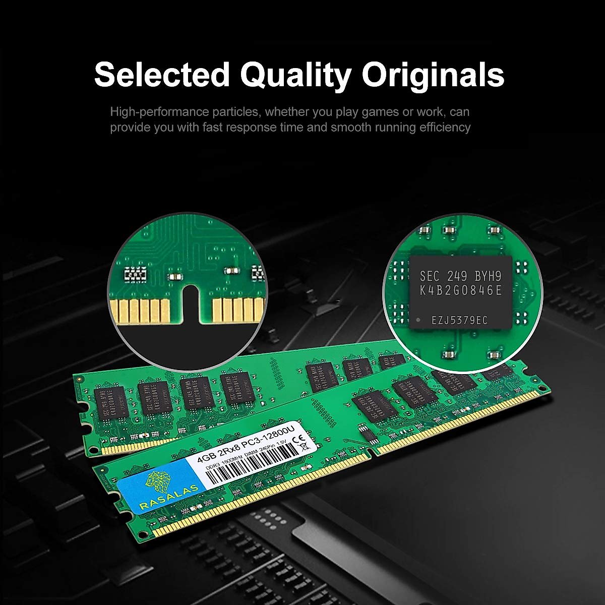 4GB DDR3 1600 MHz PC3-12800 CL11 Desktop Memory DIMM PC3-12800U Rasalas DDR3 4GB 2Rx8 Udimm 1.5V Dual Rank RAM 240-PIN for AMD Intel System Desktop Computer
