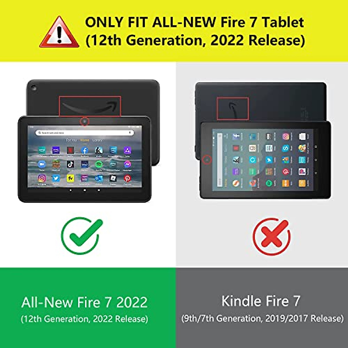 POIUYTREW Case for All-New Amazon Kindle Fire 7 Tablet (7", 12th Generation, 2022 Release) Latest Model - PU Leather Folio Case with Smart Auto Wake/Sleep, Flame Football