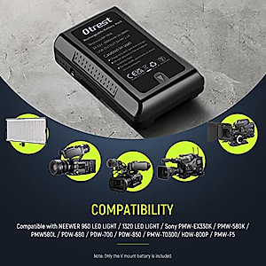 OTREST 6600mAh V Mount Battery, BP-95W 14.8V 95Wh Rechargeable Li ion Battery with D Tap Output Charger and Cable for Video Broadcast LED Light Compatible with Sony BMPCC Camera Camcorder