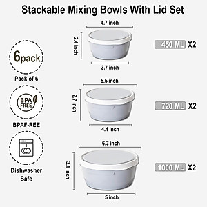 Lille Home Stackable Airtight Food Storage Containers with Lids, Set of 6, Reusable Meal Prep Containers, for Food Storage and Pantry Organization (grey)
