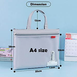 BRZUKA Mesh Zipper Pouch 11x13.7 in, A4 Double Pocket Waterproof File Bag with Handle, Document Storage for School/Travel/Office/Cross Stitch/Puzzle (Gray)