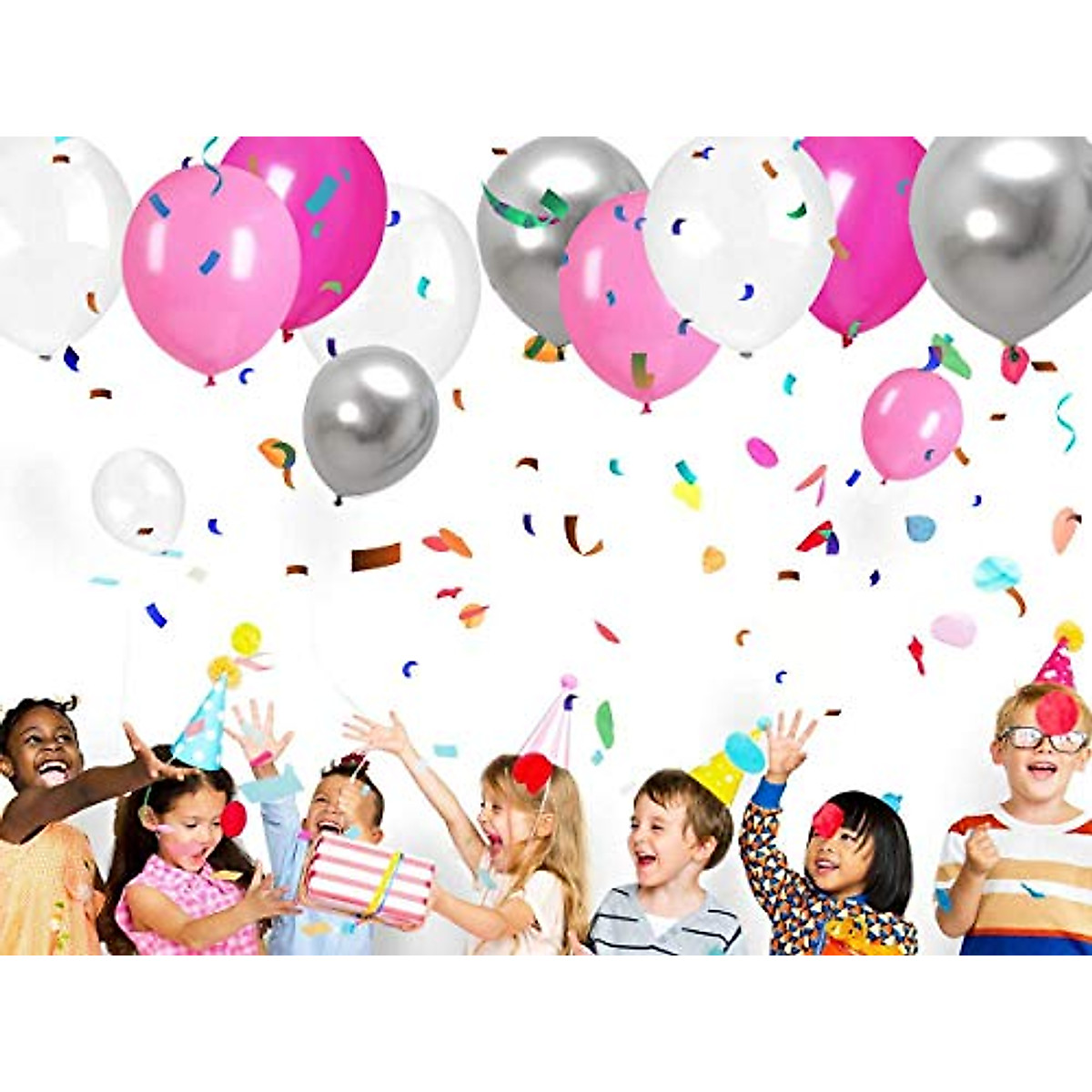 Pink Silver and White Balloons 60 pcs 12 inch Rose Red Latex Balloons Silver Metallic Balloons for Party Birthday Wedding Baby Shower Decorations