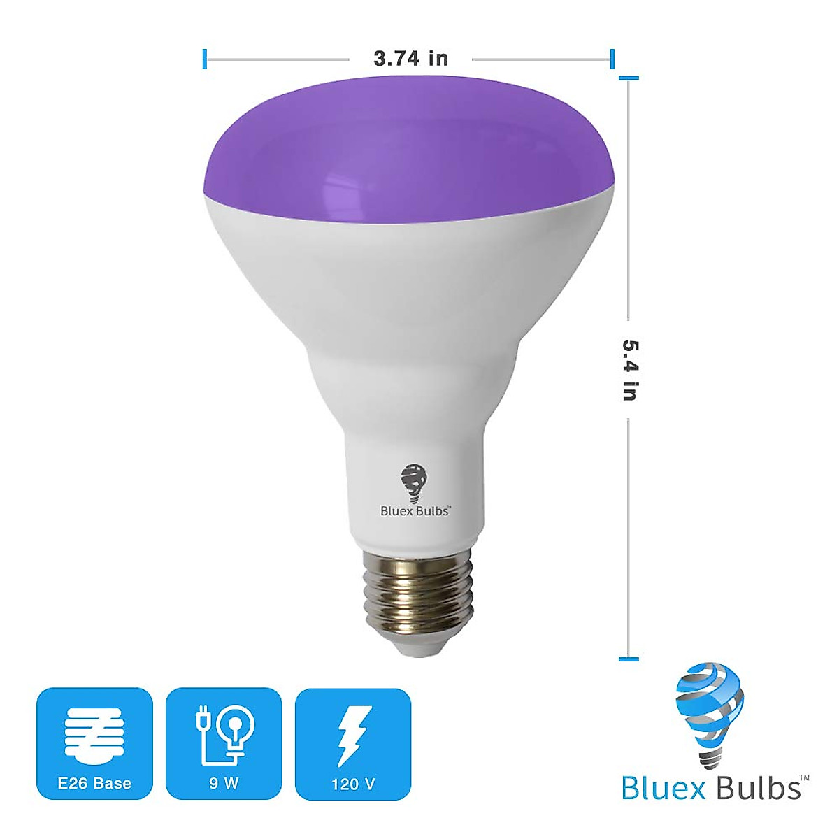 BR30 Black Light Bulb 2 Pack LED Black Light Bulbs,13W (100W Equivalent) BR30 E26 for Glow in The Dark, Level 385-400nm, Black Light Bulb for Blacklight Party, Body Paint Fluorescent Poster, Neon Glow