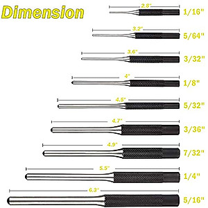 Roll Pin Punch Set with Storage Pouch, AOWOSA 12 Piece Steel Removal Tool Kit for Automotive, Watch, Jewelry and Craft