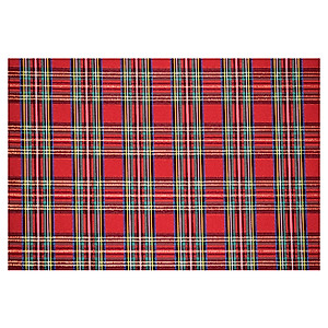 Fields Fabrics Double-Face 2-Sided Yarn-Dyed Taffeta Red Green Holiday Plaid with Metallic Gold 60" Wide Polyester/Lurex Fabric by The Yard (D245.22)