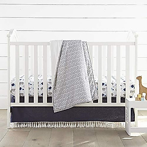 Levtex Baby - Tristen Crib Bed Set - Baby Nursery Set - Chevron - Grey, Blue, Navy, and Cream - Sophisticated Mountain - 3 Piece Set Includes Quilt, Fitted Sheet, and Crib Skirt/Dust Ruffle