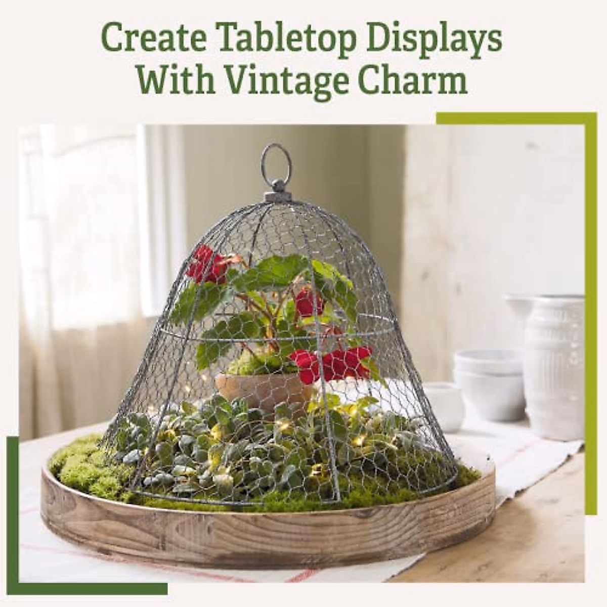 Gardener's Supply Company Sturdy Chicken Wire Cloche Plant Protector & Cover | Sturdy Metal Cage Garden Protection for Your Plants and Seedlings | No Assembly Required - 16" in Diameter x 12-1/2" H