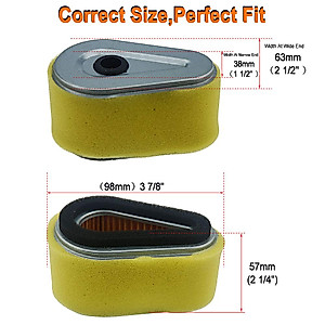 HIFROM Pack of 3 100188 Air Filter Combo Replacement for Kawasaki FC150V 11013-2120 11013-2175 John Deere M79451 Lawn Mower