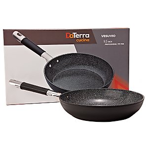 Professional 9.5 Inch Nonstick Frying Pan | Italian Made Ceramic Nonstick Pan by DaTerra Cucina | Sauté Pan, Chefs Pan, Non Stick Skillet Pan for Cooking, Sizzling, Searing, Baking and More