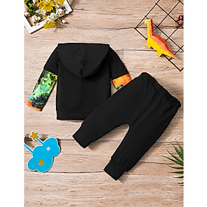 AGAPENG Toddler Boy Sweatsuit Hoodie Long Sleeve Letter Print Sweatshirt Ripped Pants Fall Winter Outfits Clothes Set Baby Boy Clothes 18-24 months Baby Boy Winter Clothes 24 Month Boy Clothes