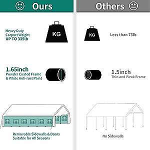 YITAHOME 20' x 40' Heavy Duty Gazebo with Reinforced Triangular Column Outdoor Party Wedding Tent Canopy Carport Shelter with Removable Sidewall Windows