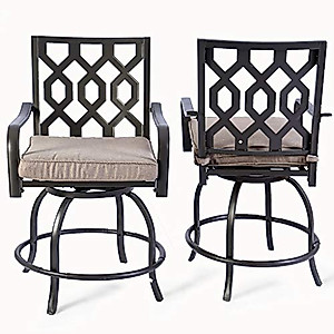 Kozyard Isabella High Swivel Bar Stools/Chair Set for Home Patio, Back Yard, Cafes, Bistro, Restaurants and Chic Bars (Beige)