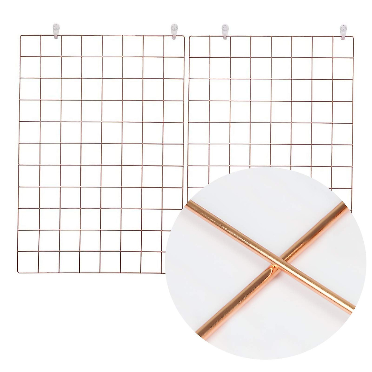 GBYAN Wall Grid 2 Pack Wire Photo Grid Panels Metal Picture Rack Wall Organizer for Memo, Photo Display, 25.6" x17.7 Each Grid Panel