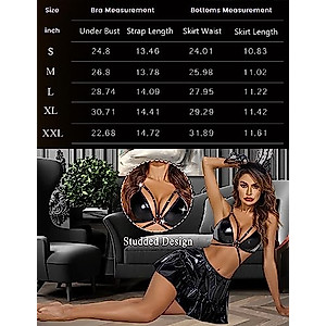 Avidlove Cosplay Lingerie for Women 3 pack Leather Lingerie Set Latex Role Playing Costume Outfits Black