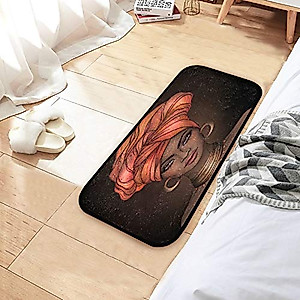 ALAZA African American Pretty Girl Aztec Tribal Shag Collection Non-Slip Area Rug Carpet Doormat for Kitchen Entryway Living Room Bedroom Sofa 1'7 x 3'3