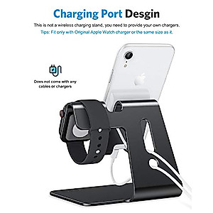 OMOTON Stand for Apple Watch - 2 in 1 Universal Desktop Stand Holder for iPhone 14 13 12 11 All Series and Apple Watch Series 8/SE2/7/6/SE/5/4/3/2 (Both 38mm/40mm/41mm/42mm/44mm/45mm) (Black)