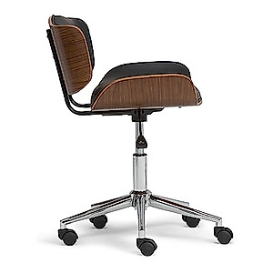 SIMPLIHOME Dax Mid Century Modern 22 Inch Swivel Adjustable Executive Computer Bentwood Office Chair in Black, Natural, For the Office and Study