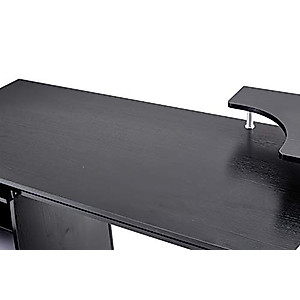 LXBB Home Office Computer Desk with Drawers and Pull-Out Keyboard Tray,Multi-Functions Desk with Pedestal,Study Writing Desk,Computer Workstation,Black