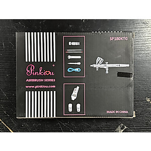 Pinkiou Double Action Airbrush Kit Air Brush Spray Gun with 0.3mm/0.2mm/0.5mm Needles and Air Hose for Temporary Tattoo Nail Art Car Hobby