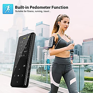 MP3 Player, 64GB MP3 Players with Bluetooth 5.2 Supports Lossless Music to Restore High-Fidelity Sound Quality, with FM, Support Recording, Includes arm Strap and Player Case, Easy to Carry, Black.