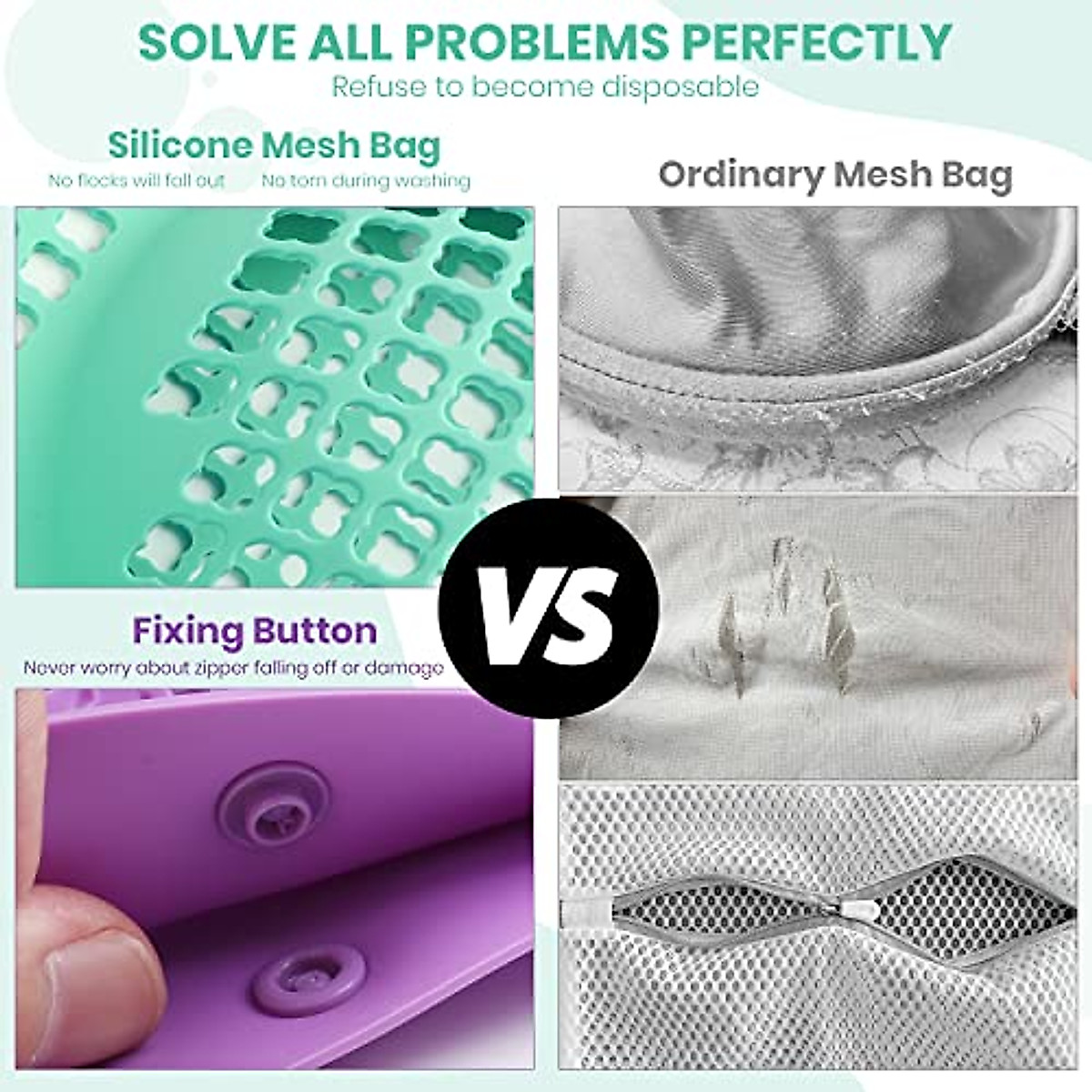 Bra Washing Bags for Laundry, LDJRCP 2PCS Silicone Delicates Bag for Washing Machine Durable Lingerie Bag for Underwear Protection Bra Fits A To C Cups, Purple&Green