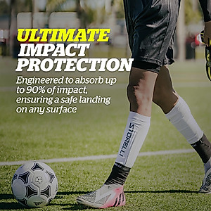 Storelli BodyShield Leg Sleeves, Compression Soccer Shin Guard Holders, Breathable, Sweat-Wicking, Impact Protection, Black, 1 Pair