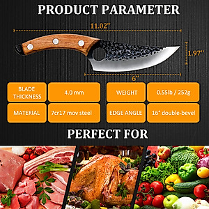 NWESTUN Chef Knife 6 Inch, Kitchen Knife for Boning, Cutting, and Chopping. Hand Forged Japanese Knife for Home, Outdoor Cooking, Camping BBQ (Yellow)
