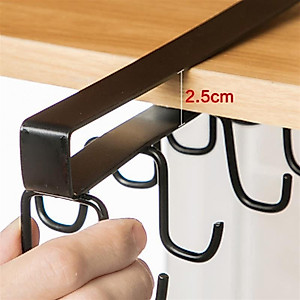 Coffee Cup Holder Fashion Double-Row Metal Rack Mug Cupboard Kitchen Storage Rack Hanger Bracket Cabinet Hook Mug Display ( Color : Gold )