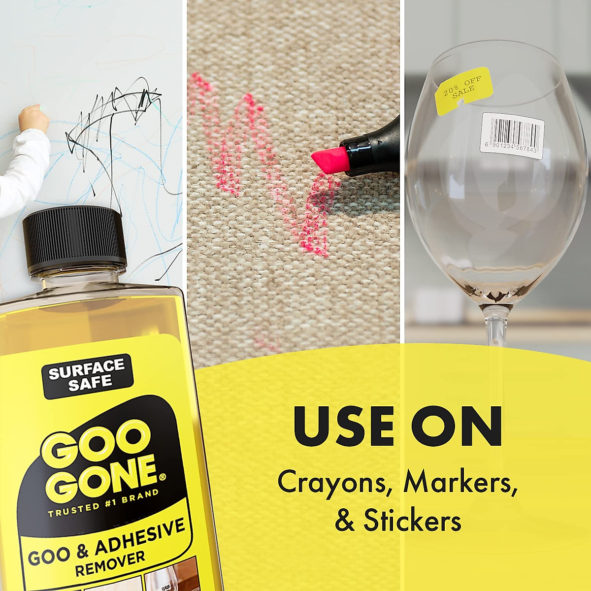 Goo Gone Original Liquid - 8 Ounce and Sticker Lifter - Surface Safe Adhesive Remover Safely Removes Stickers Labels Decals Residue Tape Chewing Gum Grease Tar Crayon Glue
