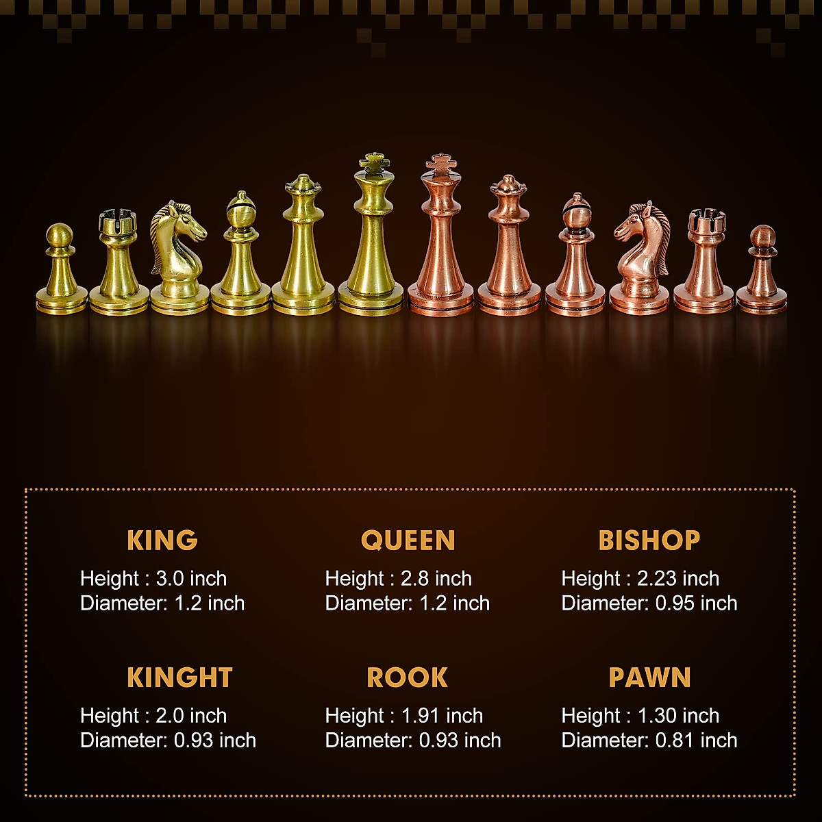 LuckyWish Staunton Weighted Metal Chess Pieces Chessmen with 2.6 Inch King Felted 2 Extra Queens Chess Pieces Only, No Board