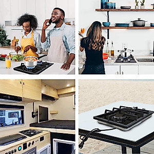 Karinear Gas Cooktop 2 Burner Propane Cooktop, 12 Inch LPG/NG Dual Fuel Gas Stove Top, Built-in Tempered Glass Gas Cooktop for Apartment, Indoor, RV