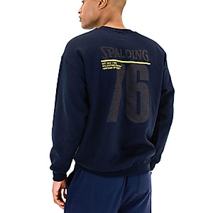 Spalding Men's Brand Logo Crew Neck Cotton Fleece Sweatshirt, Peacoat, M