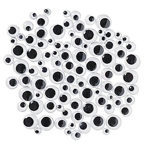 Colorations 100BA Self-Adhesive Wiggly Eyes, Black (Pack of 100)