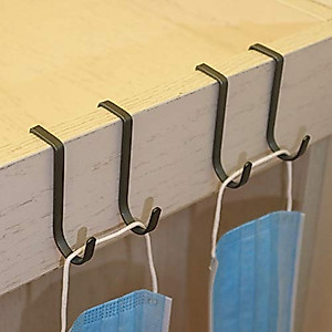 Dewell Multi-Use Over Cabinet Hook, 5 Pack, Stainless Steel, Double Hook for Drawer Cabinet, Closet, Fence, Kitchen and Bathroom, Silver