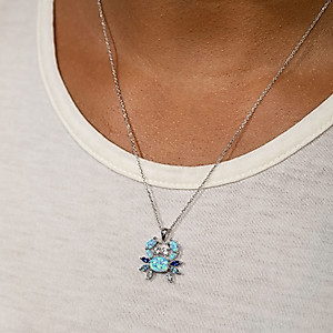 Created Opal, Created Sapphire and Created Topaz Crazy Crab Pendant