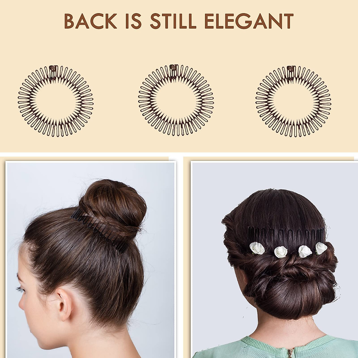 TUICARE 3Pieces Full Circular Stretch Comb Flexible Plastic Circle Comb Stretch Hair Comb Headband Hairband Holder for Women Girls