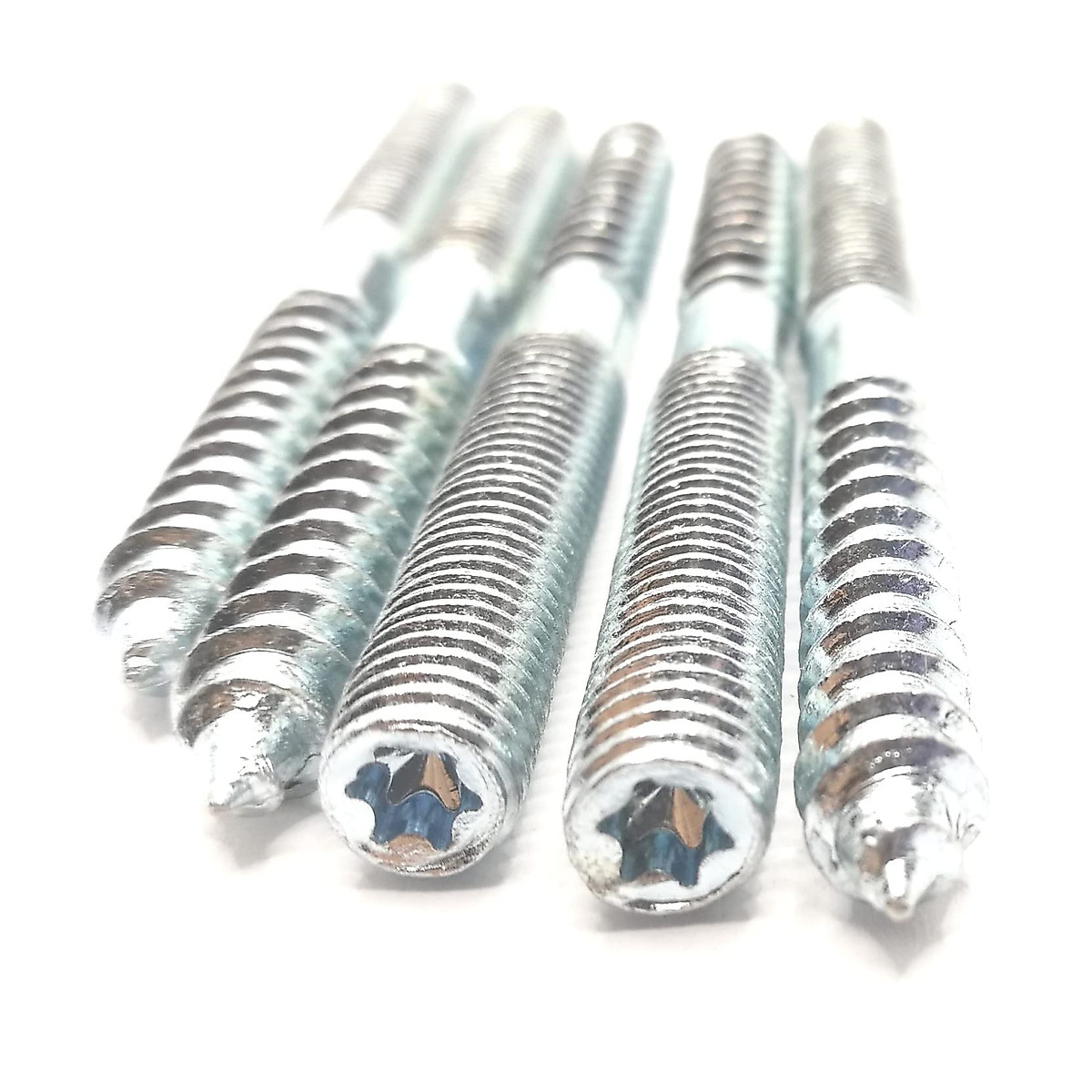 Hanger Bolt M8x90 Silvery Double Headed Bolt Self-Tapping Screw with Hexagon for Furniture 8Pcs