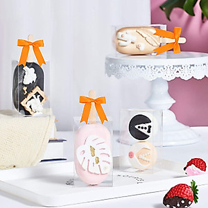 Meseey 50 Pcs 3 Inches Twist Tie Satin Ribbon Bows Orange Pretied Premade Craft Bows for Treat Bags Gift Wrapping Basket Wedding Baby Shower Brithday Christmas Party (3", Orange)