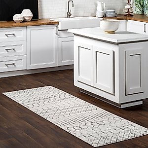 nuLOOM 2x12 Moroccan Blythe Area Rug, Grey, Faded Bohemian Design, Stain Resistant, For Bedroom, Dining Room, Living Room, Hallway, Office, Kitchen, Entryway