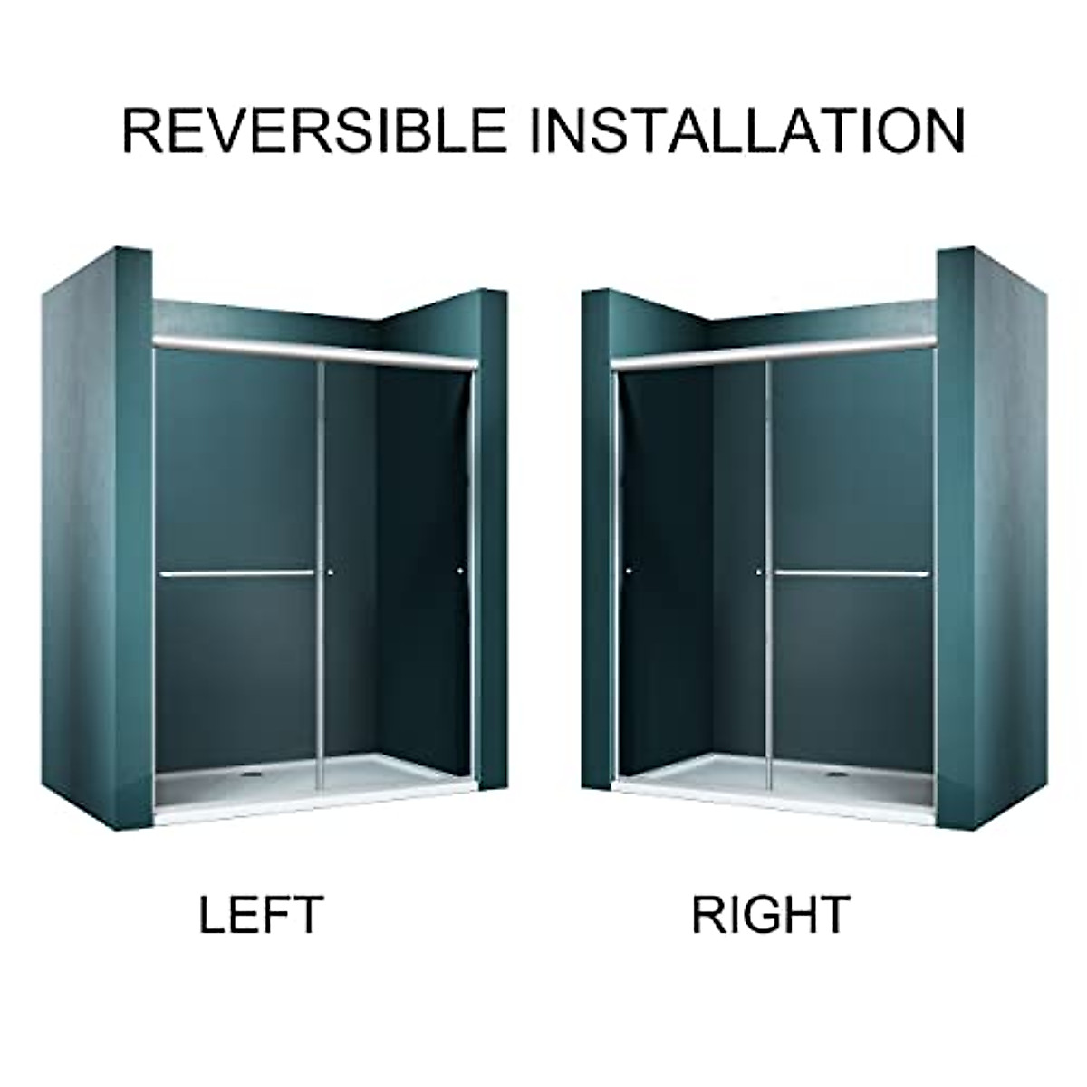 ELEGANT Shower Door 58.5-60" W x 72" H, Semi-Frameless Bypass Sliding Shower Doors, 1/4" Clear Glass, Brushed Nickel Finish