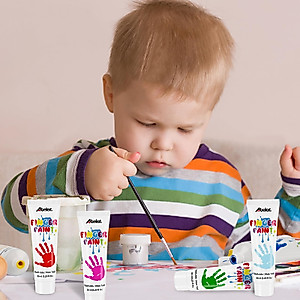 ABEIER Washable Finger Paint Kit for Toddlers, 12 Colors with Paint Tools, Safe Non-Toxic, Baby Safe Paint for Hand and Feet, Mess Free Art Supplies for Kids, DIY Crafts, Kids Gifts, Ages 3+