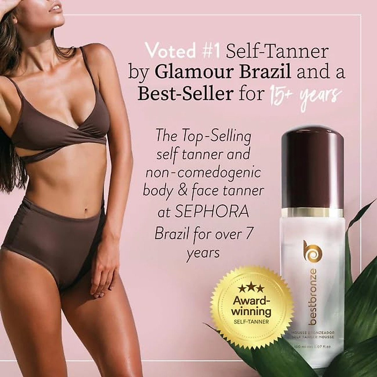 Best Bronze Clear Self Tanning Mousse with Mitt - Sunless Tanner Foam for Customizable Light, Medium & Dark Tan - Vegan Tanning Mousse & Natural Tanner for Bronze Glow (5.07 Fl Oz Tanner & Mitt)