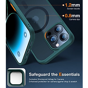 TORRAS Magnetic Guardian Designed for iPhone 14 Pro Max 6.7" Case [Military Grade Drop Tested] [Compatible with MagSafe] Slim Translucent Matte Phone Case, Midnight Green
