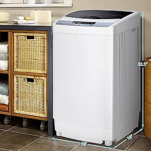 COSTWAY Portable Washing Machine, 9.92Lbs Capacity Full-automatic Washer with 10 Wash Programs, LED Display, 8 Water Levels, Compact Laundry Washer and Dryer Combo for Home, Apartment, Dorm, RVs